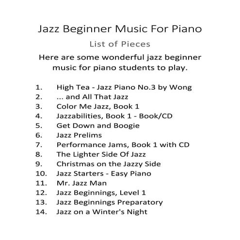 Jazz Beginner Music For Piano | PDF