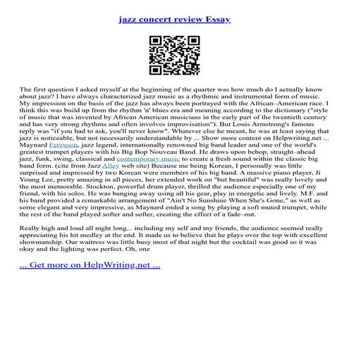 Jazz Concert Review Essay | PDF