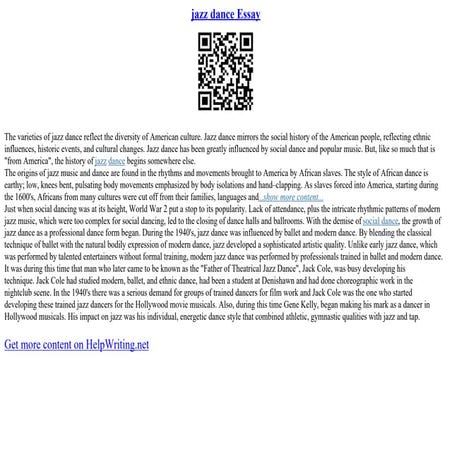 Jazz Dance Essay | PDF