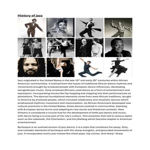 A Brief History of Jazz Dance | PPTX