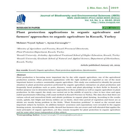 Plant protection applications in organic agriculture and farmers ...