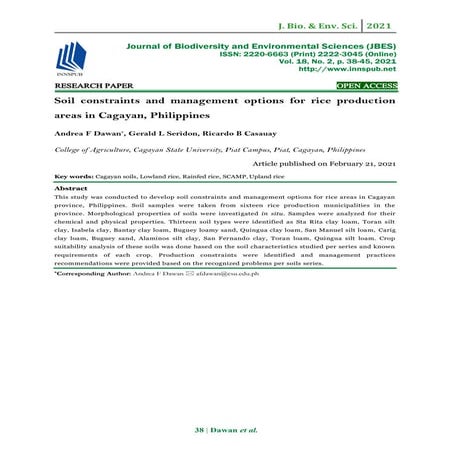 Soil constraints and management options for rice production areas in ...