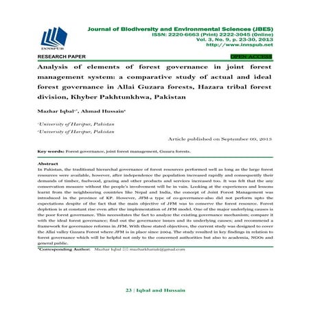 Analysis of elements of forest governance in joint forest management ...