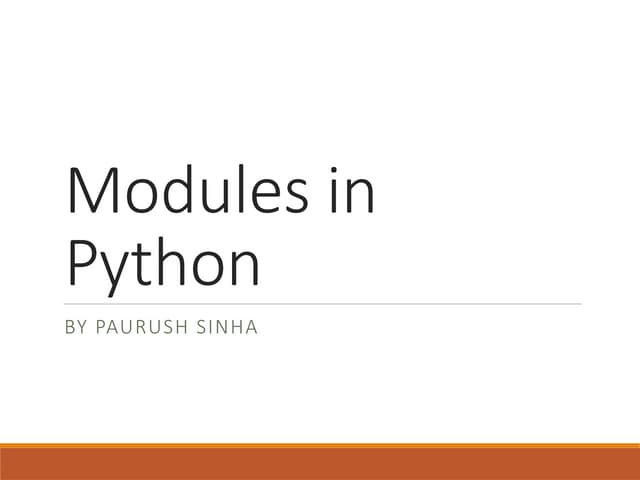 Modules in Python Programming | PPTX