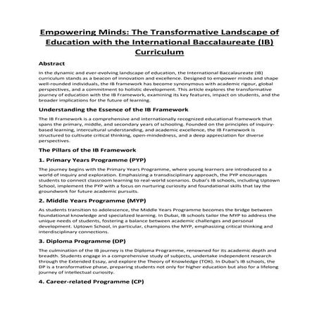 Introduction to the IB Program | PPTX