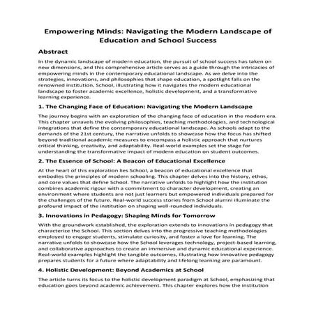 Empowering Minds: Navigating the Modern Landscape of Education and ...