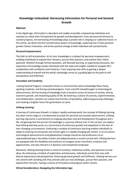 Unlocking Potential: The Transformative Power of Education | PDF