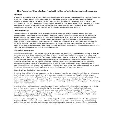 The Pursuit of Knowledge: Navigating the Infinite Landscape of Learning ...