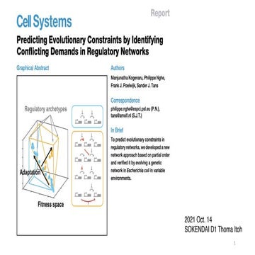 Short introduction: Predicting Evolutionary Constraints by IdentifyingConflicting Demands in ...