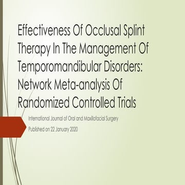 occlusal splint in the management of TMD disorders | PPTX