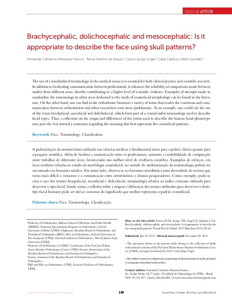 Brachycephalic, dolichocephalic and mesocephalic