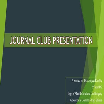 Journal club presentation Surgery-first orthognathic approach for the ...