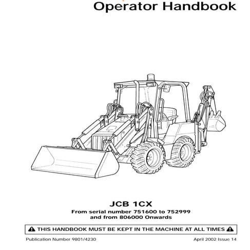 Jcb 1 cx operator manual | PDF