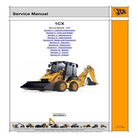 Jcb 1 cx (series 1) backhoe loader service repair manual sn751600 and ...