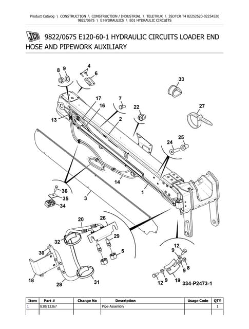 JCB 1CX Mini Backhoe Parts Catalogue Manual (Serial Number 00727000 ...