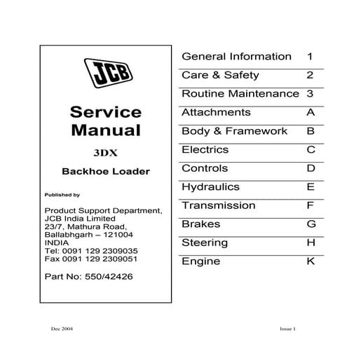 Jcb 3 dx backhoe loader service repair manual | PDF