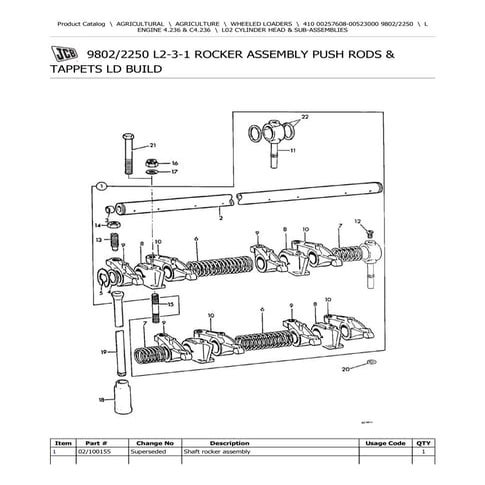 JCB 410 Wheeled Loader Parts Catalogue Manual (Serial Number 00257608 ...