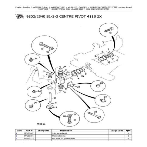 JCB 411B ZX Loading Shovel Parts Catalogue Manual (Serial Number ...