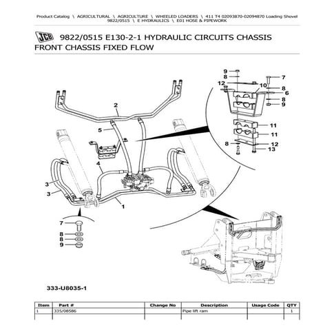 JCB 411 T4 Loading Shovel Parts Catalogue Manual (Serial Number ...