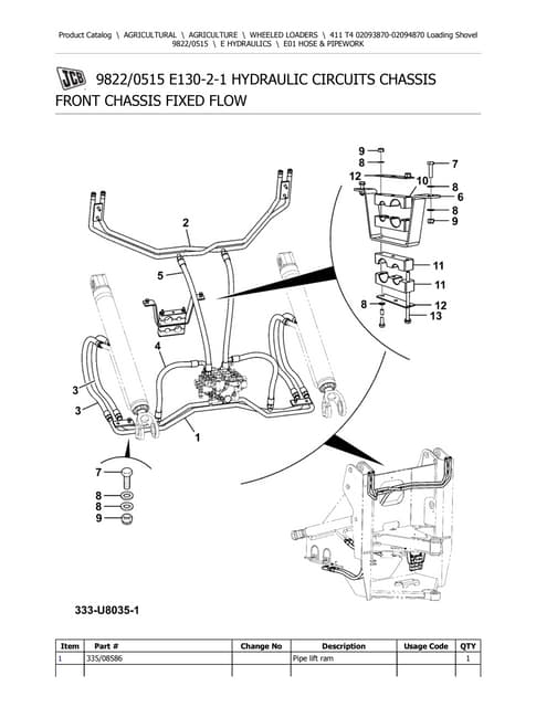 JCB TM220 Telescopic Wheeled Loader Parts Catalogue Manual (Serial ...
