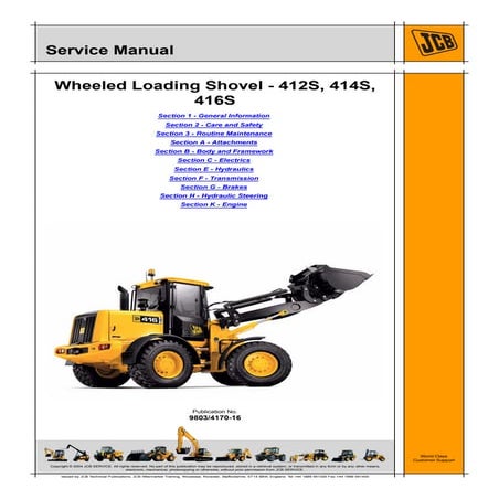 Jcb 412 s wheeled loading shovel service repair manual sn 535500 and up ...