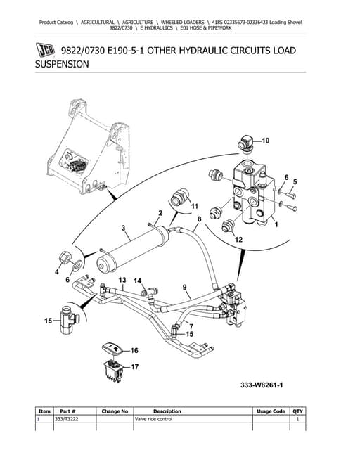 JCB 537 Telescopic Handlers (Loadall) Parts Catalogue Manual (Serial ...