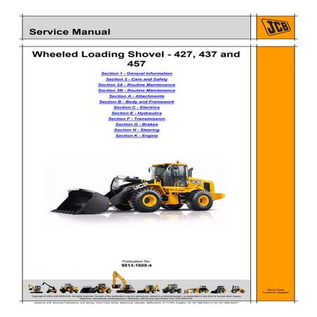 Jcb 457 wheeled loading shovel service repair manual from 1907000 | PDF