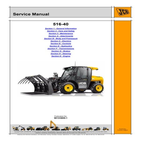 Jcb 516 40 telescopic handler service repair manual (from 2415604 to ...