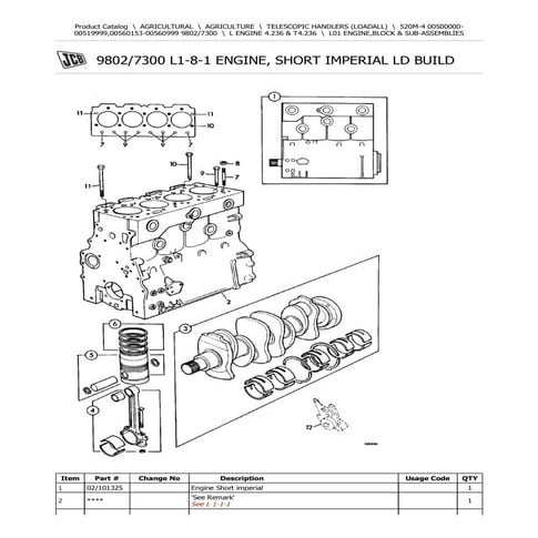 JCB 520M-4 Telescopic Handlers (Loadall) Parts Catalogue Manual (Serial ...
