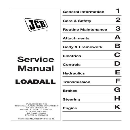 JCB 535-T95 Telescopic Handler Service Repair Manual Serial Number ...