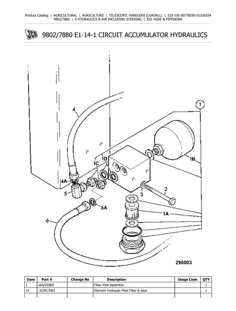 JCB 541-70 Tier 3 Telescopic Handlers (Loadall) Parts Catalogue Manual ...