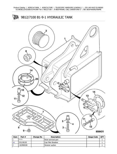 JCB 403 Loading Shovel Parts Catalogue Manual (Serial Number 02161877 ...