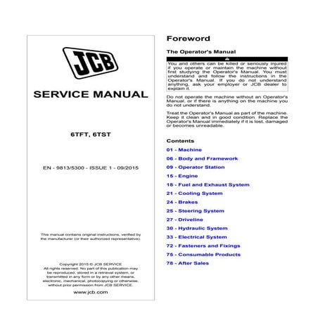 Jcb 6 tst dumper service repair manual | PDF