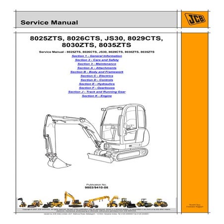 Jcb 8026 cts compact excavator service repair manual sn 1779000 | PDF
