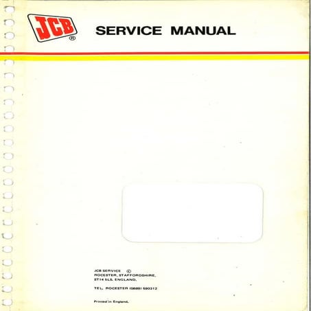 Jcb 805 excavator service repair manual | PDF