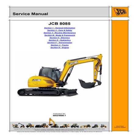 Jcb 8085 midi excavator service repair manual | PDF