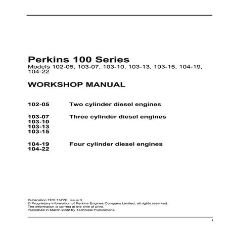 Jcb diesel 104 22 series engine service repair manual | PDF