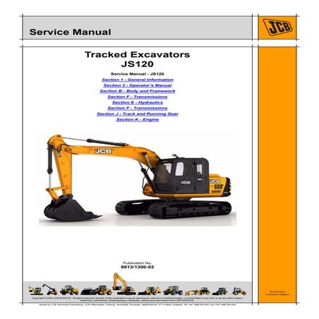 Jcb js120 tracked excavator service repair manual sn 1777500 to 1777999 ...