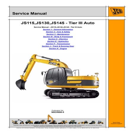 Jcb js130 tier iii auto tracked excavator service repair manual sn ...