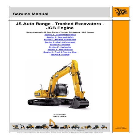 JCB JS130 Tracked Excavator Service Repair Manual SN 01786463 to ...