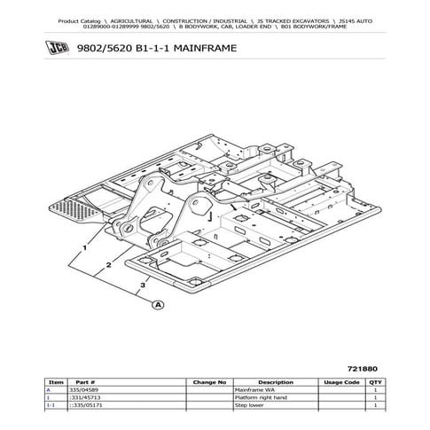 JCB JS145 AUTO TRACKED EXCAVATOR Parts Catalogue Manual (Serial Number ...
