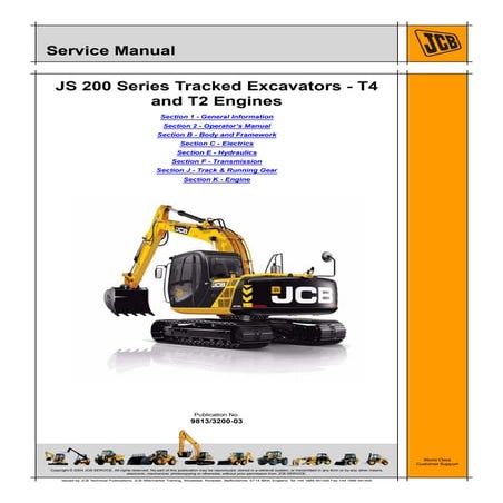 Jcb js 200 series tracked excavators (t4 and t2 engines) service repair ...