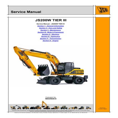 JCB JS200W TIER III WHEELED EXCAVATOR Service Repair Manual Instant ...