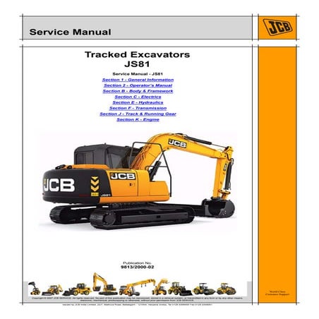 Jcb js81 tracked excavator service repair manual sn 2426501 to 2427000 ...