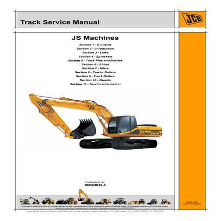 Jcb js machines service repair manual | PDF