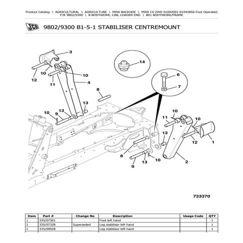 JCB MINI CX 2WD Mini Backhoe Parts Catalogue Manual (Serial Number ...