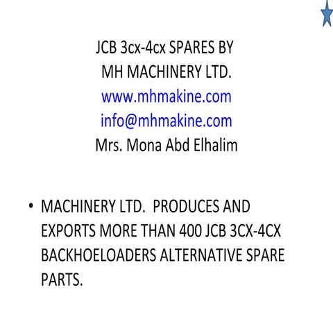 JCB SPARES By Mh Machinery Ltd. Turkey | PPT