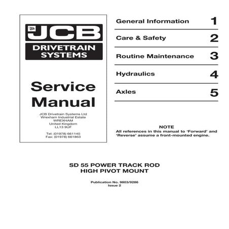 Jcb sd55 power track pod high pivot mount service repair manual | PDF