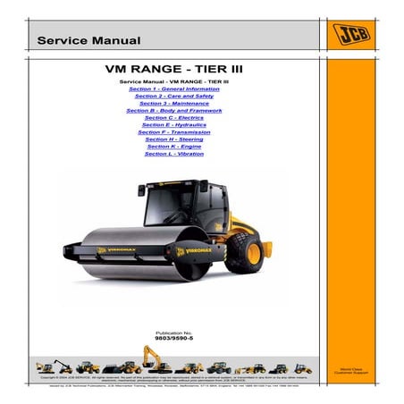 Jcb vm115 pd smooth drum roller service repair manual | PDF