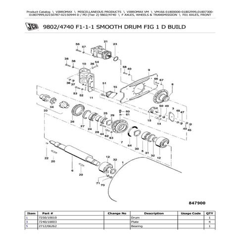 JCB VM166 D PD (Tier 2) VIBROMAX Parts Catalogue Manual (Serial Number ...